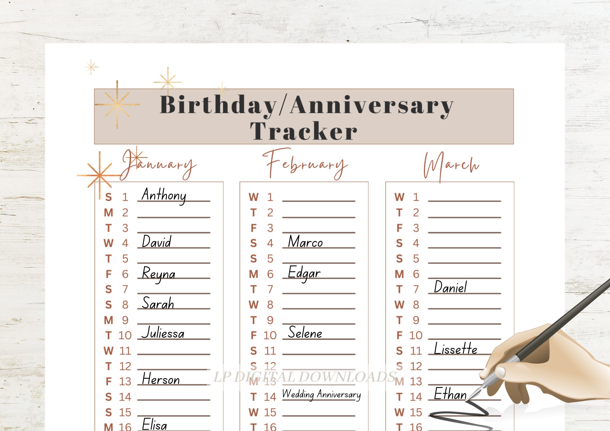 Birthday Anniversary Tracker 2023 | Birthday Tracker | Anniversary ...
