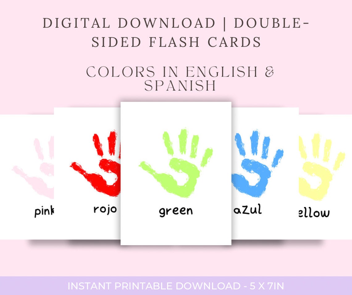 Digital Colors Flash Cards in English and Spanish, Double-sided ...
