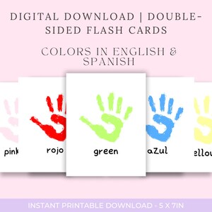 Digital Colors Flash Cards in English and Spanish, Double-sided ...
