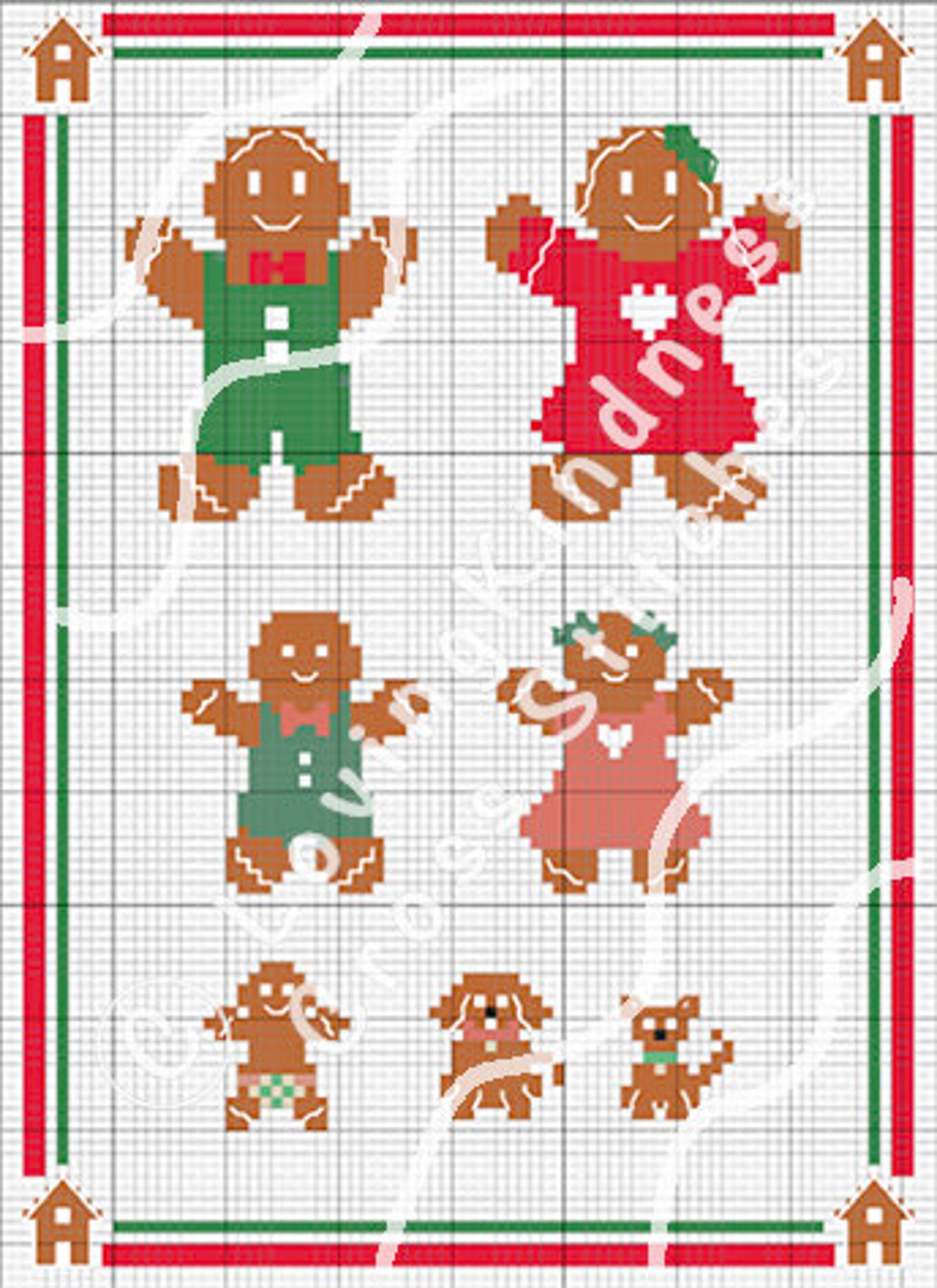 Gingerbread Family Christmas Counted Cross Stitch Pattern, Digital ...