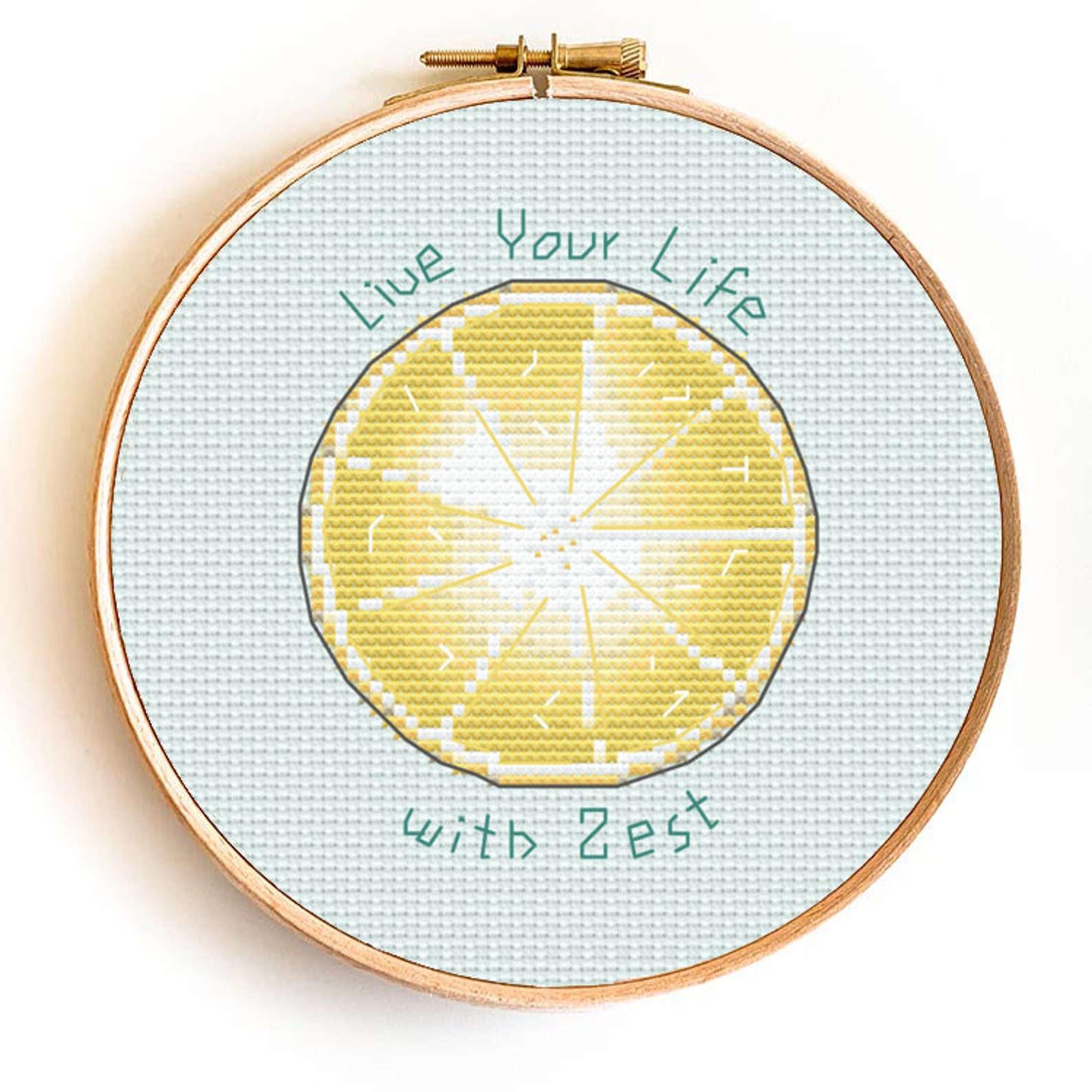 Lemon Counted Cross Stitch, Embroidery Hoop, Beginner to Intermediate ...