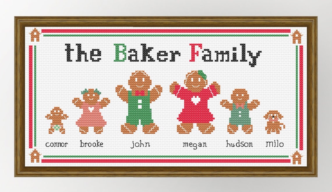 Gingerbread Family Christmas Counted Cross Stitch Pattern, Digital ...