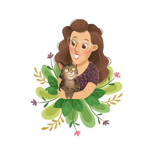 Custom Portrait of Pet and Owner in Cartoon Style, Cute Illustration ...