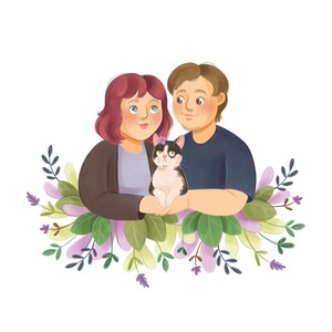 Custom Portrait of Pet and Owner in Cartoon Style, Cute Illustration ...