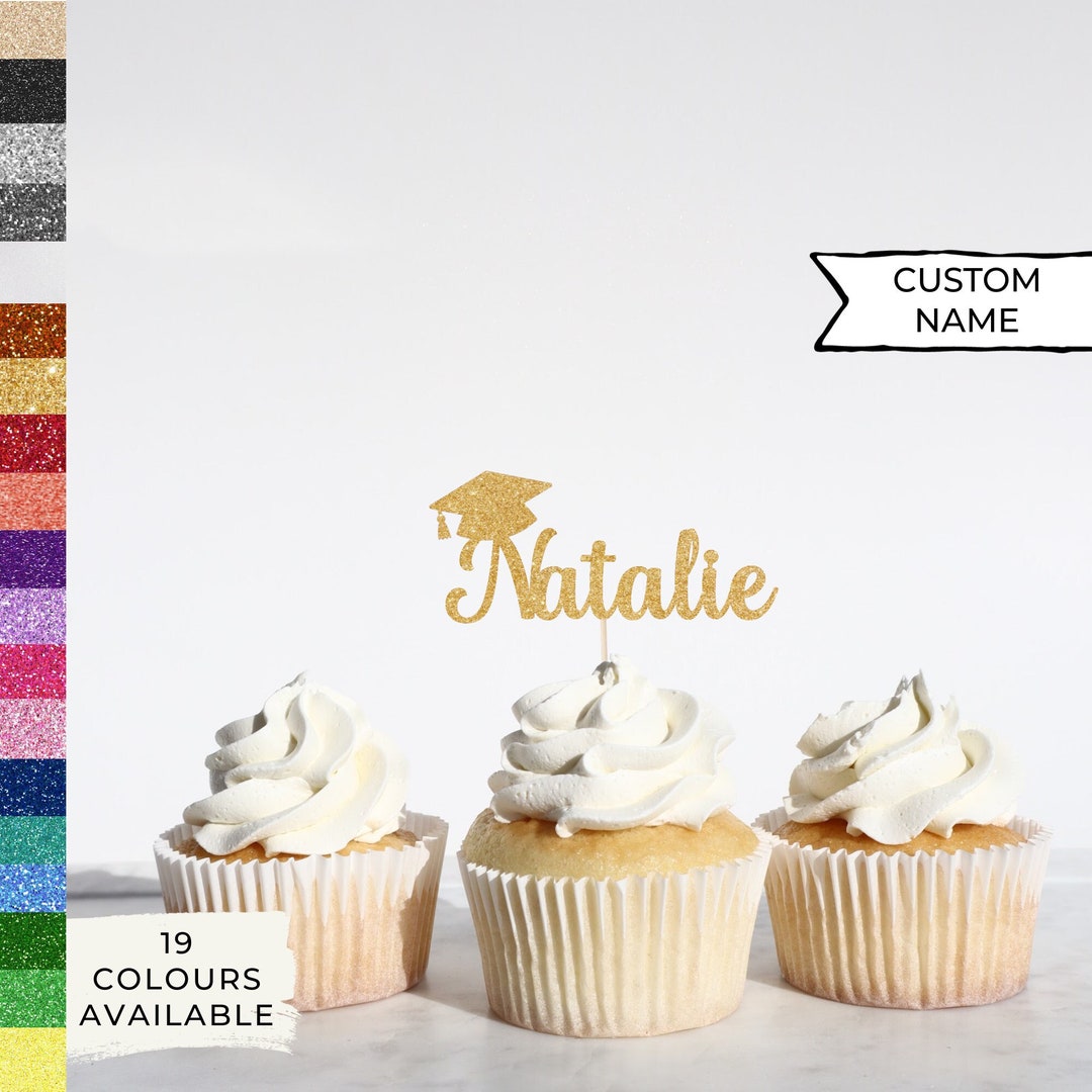 Custom Graduation Cap Cupcake Topper, Custom Grad Cupcake Topper ...