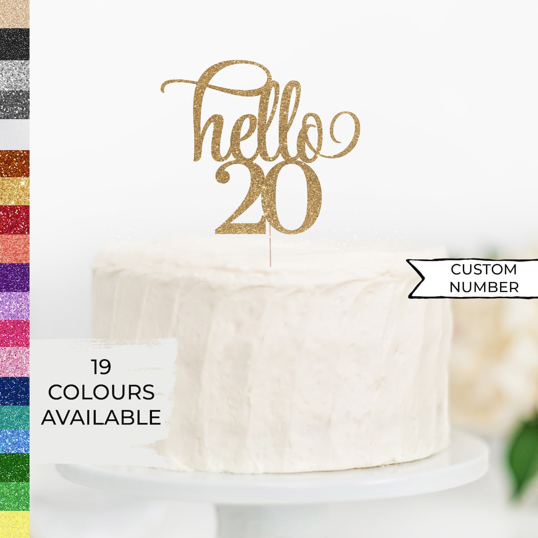 Hello 20, Birthday Cake Topper,birthday Topper, Cardstock Cake Topper ...
