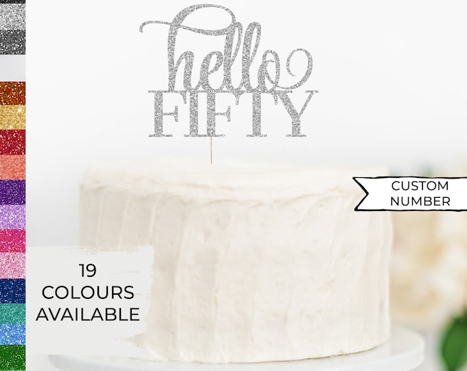 Hello 40 Birthday Cake Topper, Custom Age Cake Topper for Birthday ...