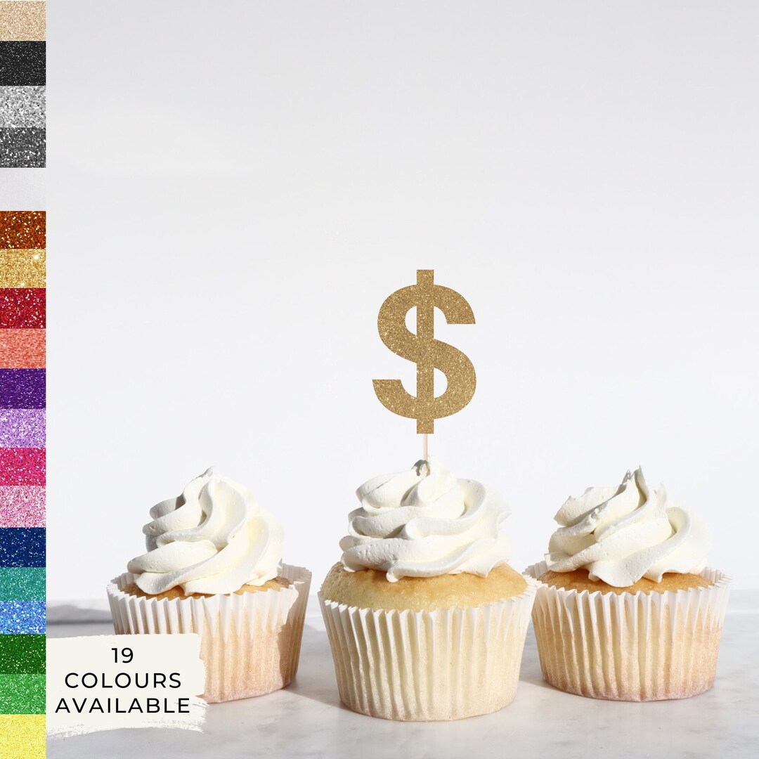 Dollar Sign Cupcake Toppers, Money Cupcake Toppers, Dollar Picks ...