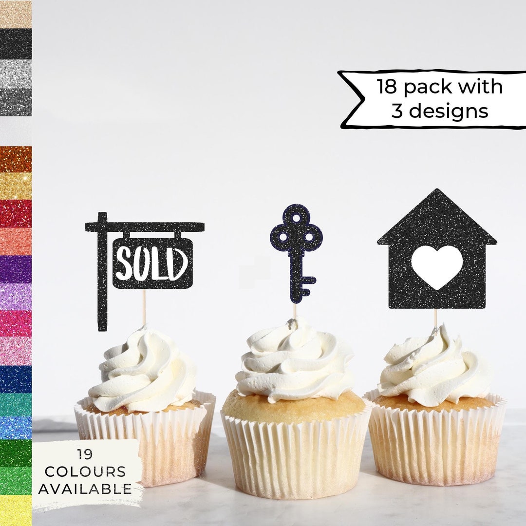 18 Pack House Warming Cupcake Toppers, Sold Sign Toppers, Real Estate ...