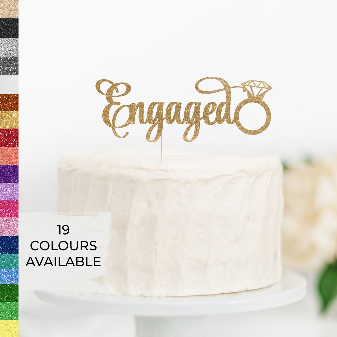Engaged Cake Topper, Bridal Shower Cake Topper, Engagement Party Cake ...
