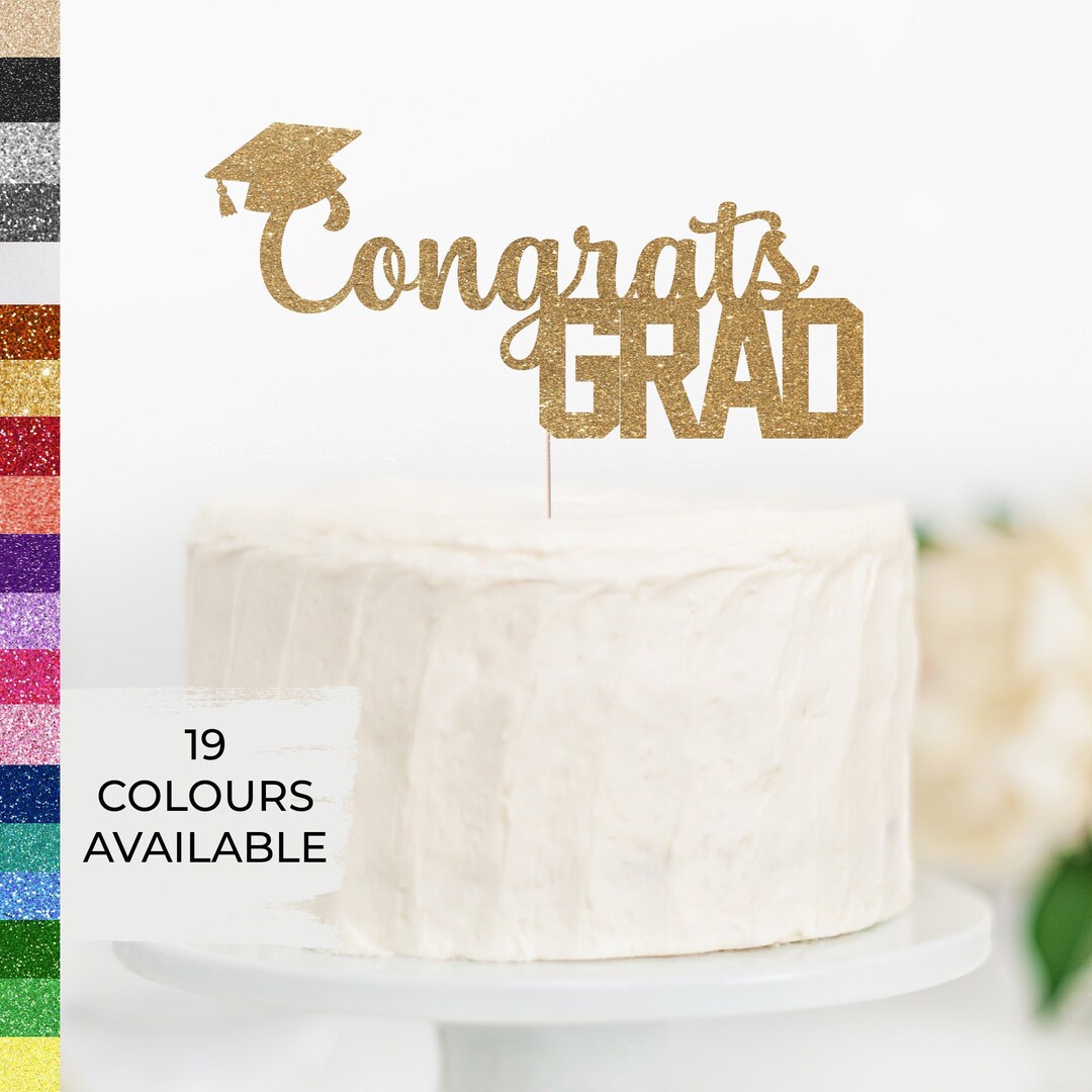 Congrats Grad Cake Topper, Graduation Cake Topper, Cardstock Cake ...
