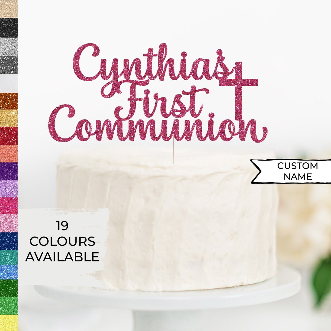 First Communion Custom Cake Topper, Custom Baptism Name Cake Topper ...