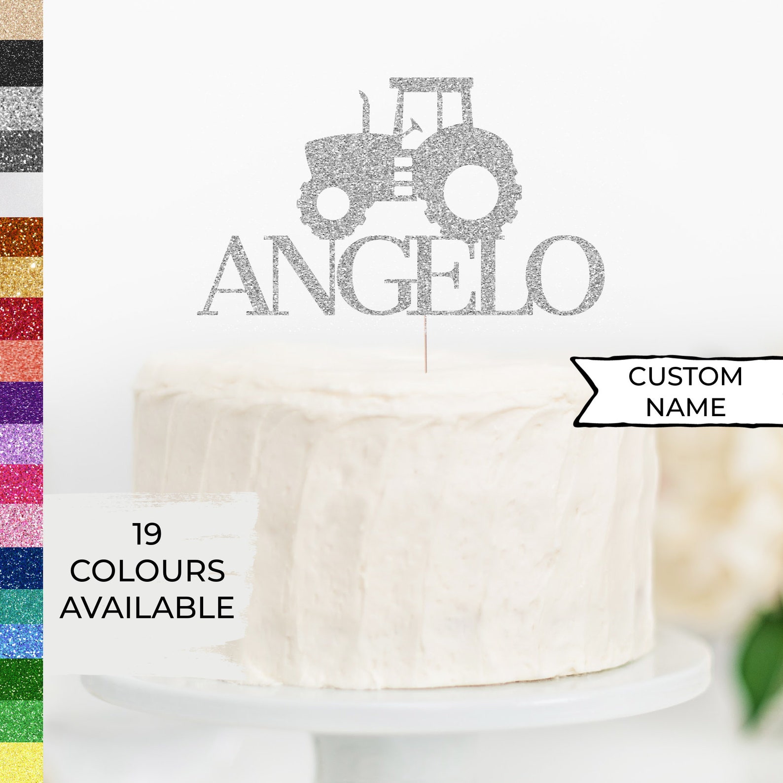 Tractor Custom Birthday Cake Topper, Animal Birthday Topper, Ardstock ...