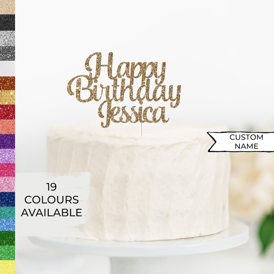 Custom Cake Topper, Custom Happy Birthday Cake Topper, Cardstock Cake ...
