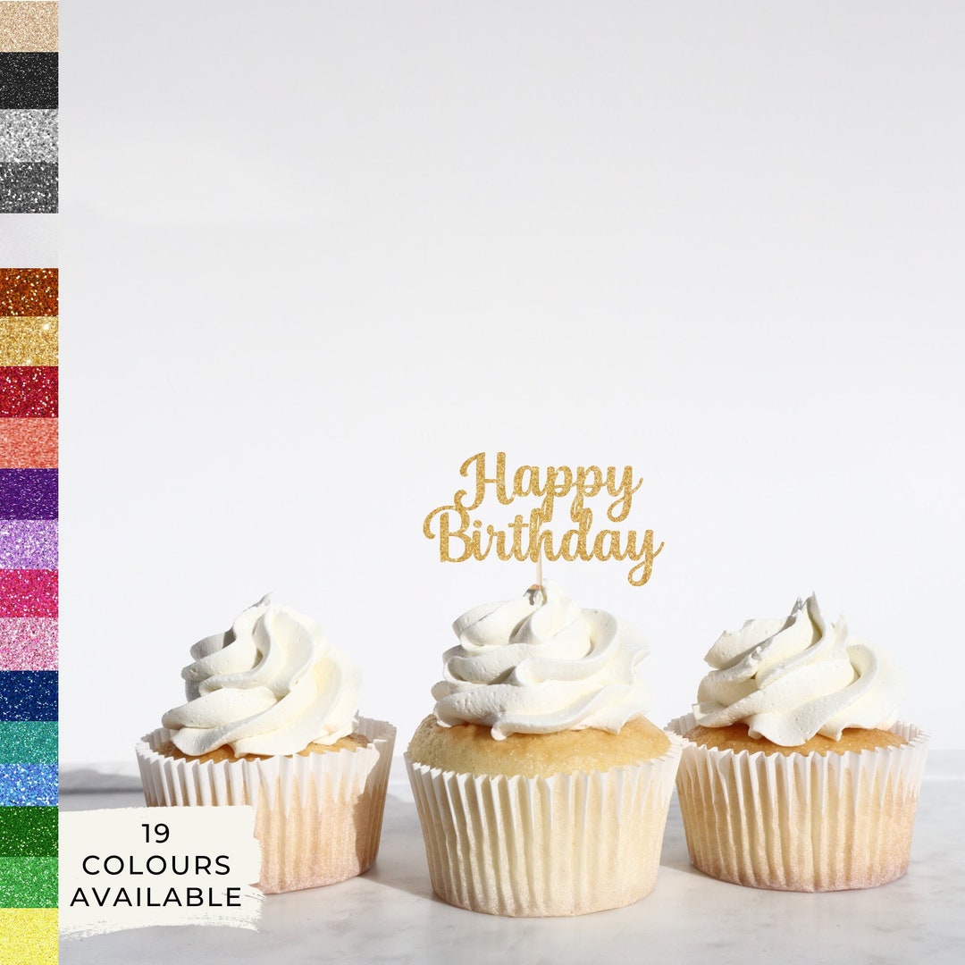 Happy Birthday Topper, Happy Birthday Cupcake Topper, Any Age Cupcake ...