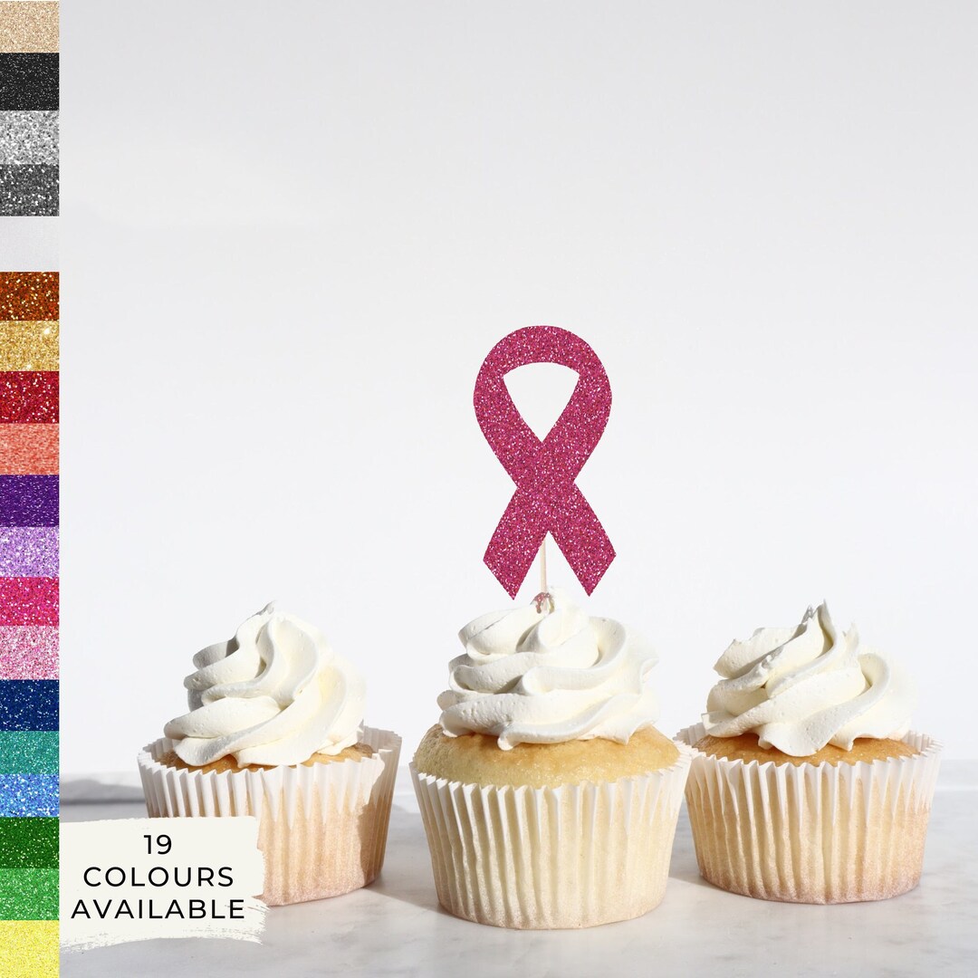 Cancer Ribbon Cupcake Topper, Cancer Survivor Cancer Free Party,bye ...