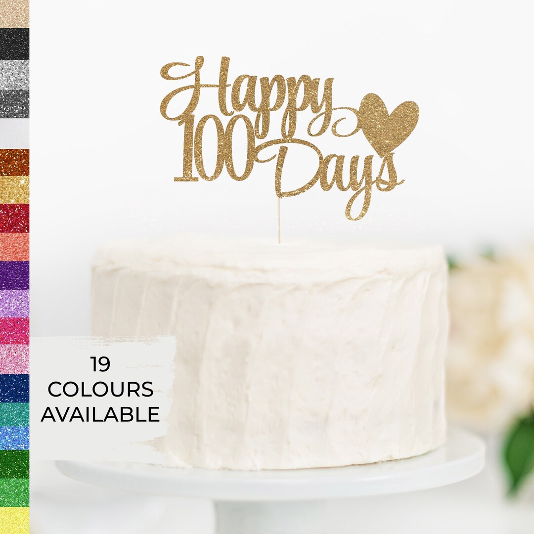 100 Days Cake Topper, Happy 100 Days, Baby Cake Topper, 100 Days for ...