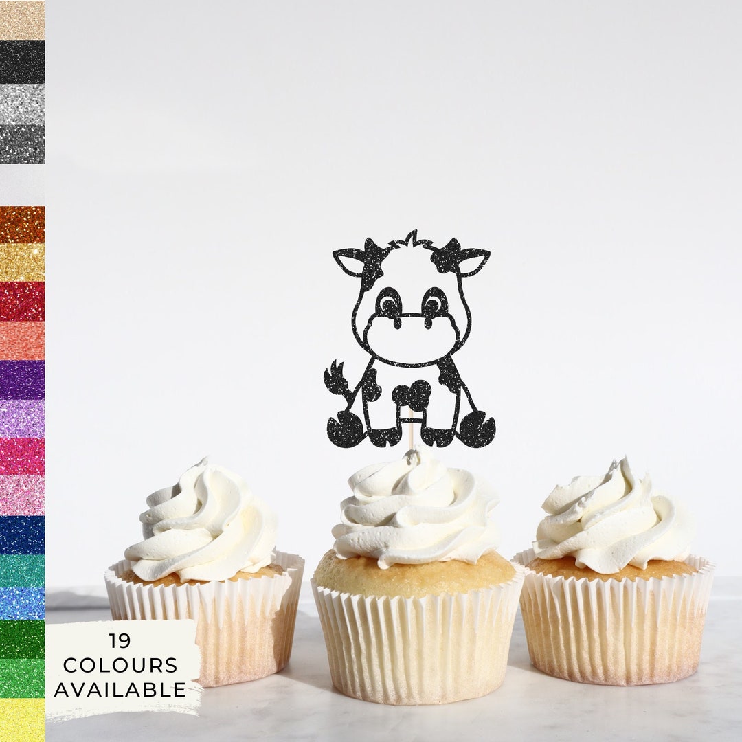 Holy Cow I'm One Birthday Cupcake Topper, Animal Birthday Topper, Farm ...