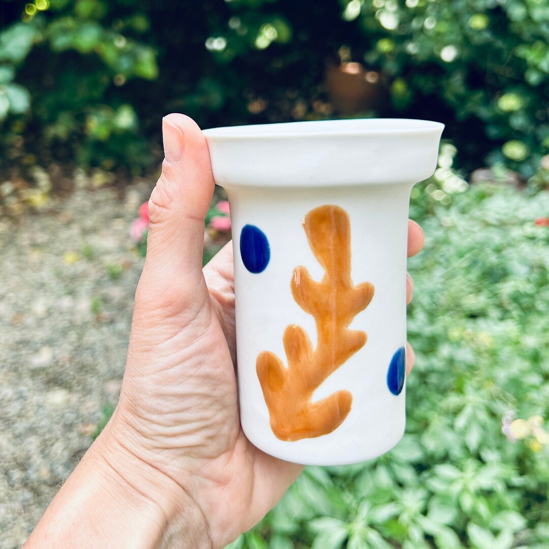 Duo Polka Dots Art Series Fine Porcelain Brown Handmade Coffee Cups ...