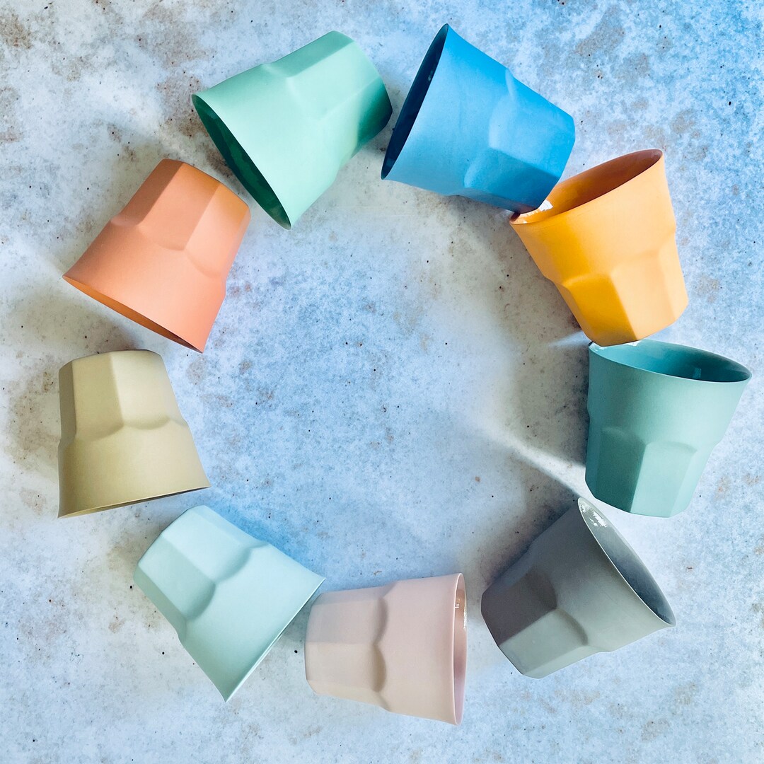 180 Ml Limoges Porcelain Handless Coffee Cups, Natural Pastel Colors ...