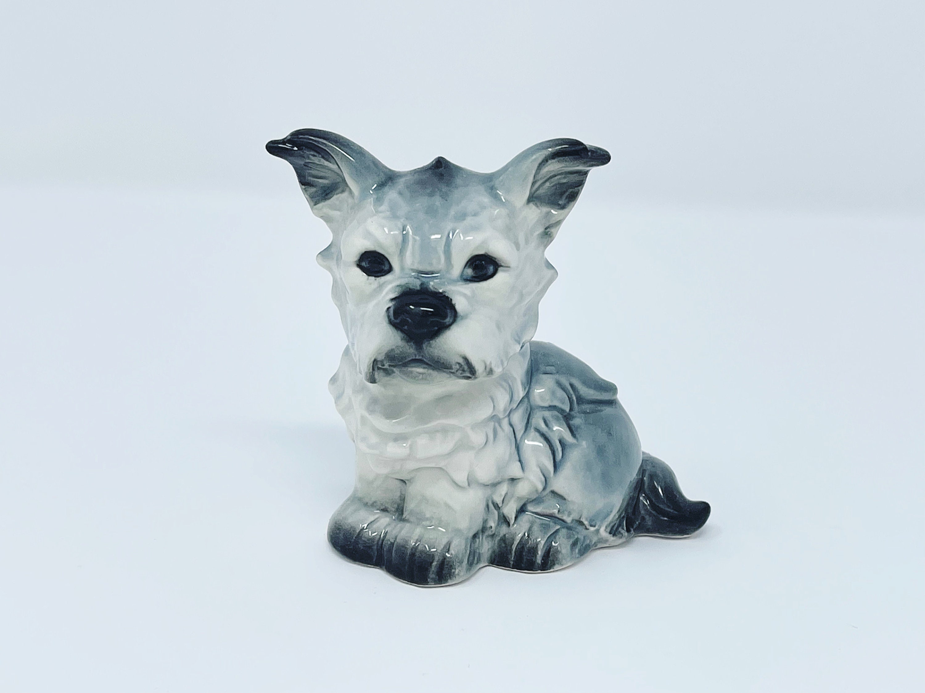Vintage Goebel Figurine Gray Terrier Dog - Etsy