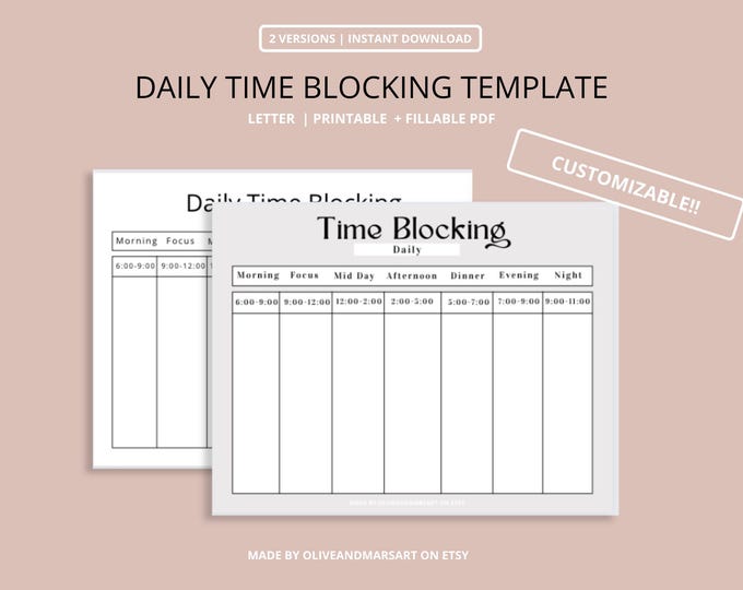 Printable Time Blocking Template - Etsy Canada