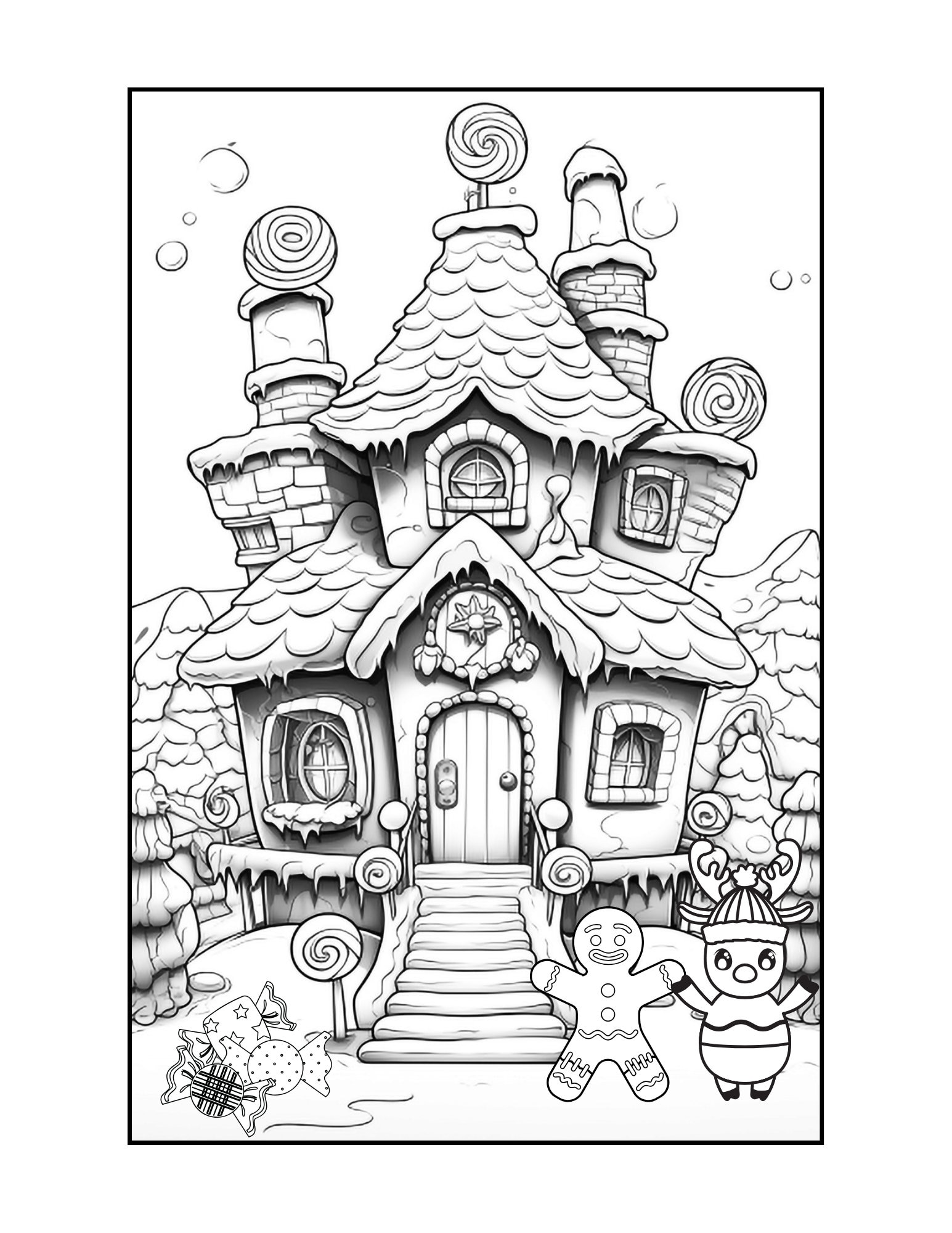 Gingerbread House Coloring Pages Complete Set - Etsy