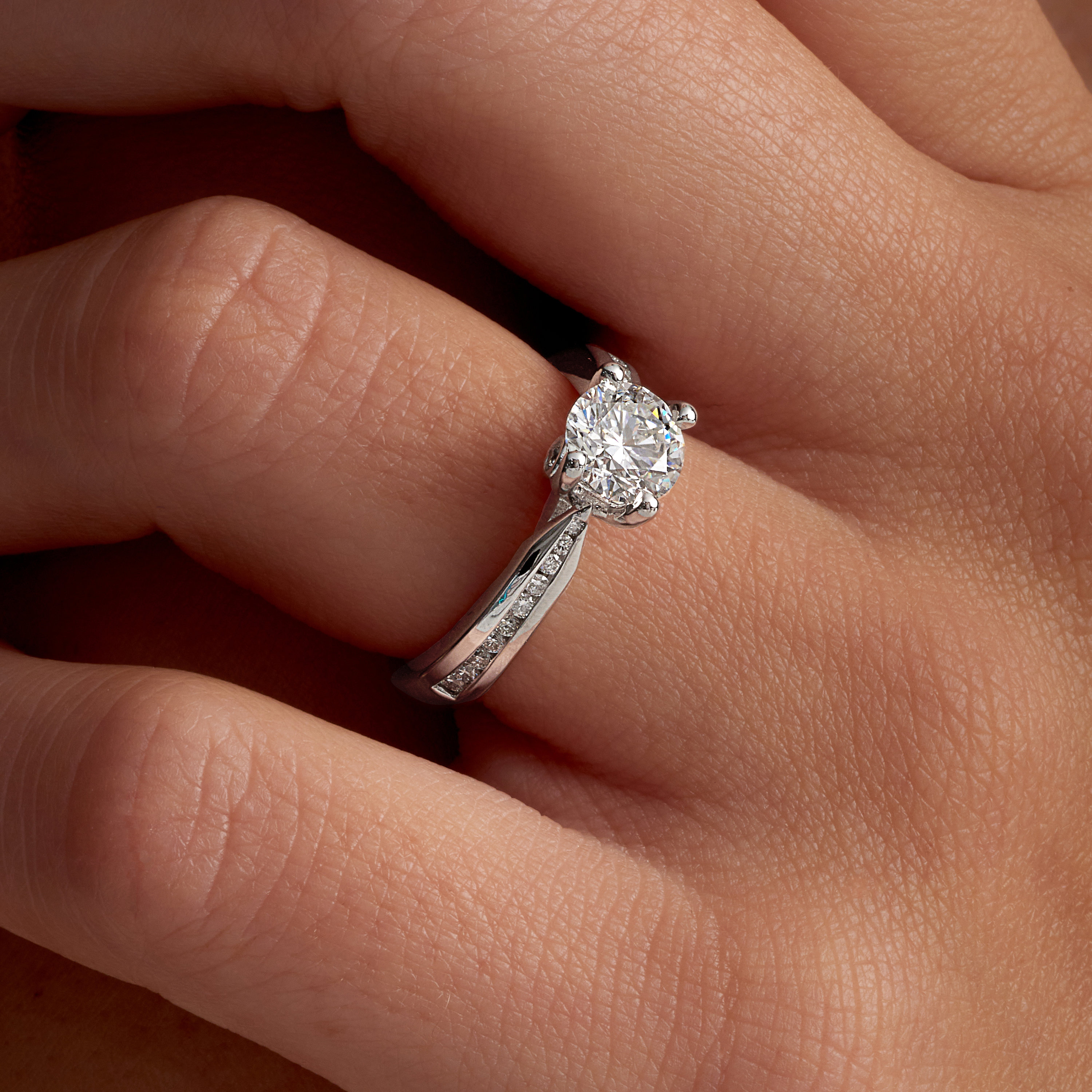 Lab Diamond Wedding Ring Set Invisible Basket Set Solitaire Round ...