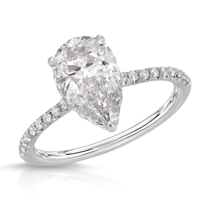 2CT up to 5CT Pear Hidden Halo Lab Diamond Engagement Ring – Pear Cut ...