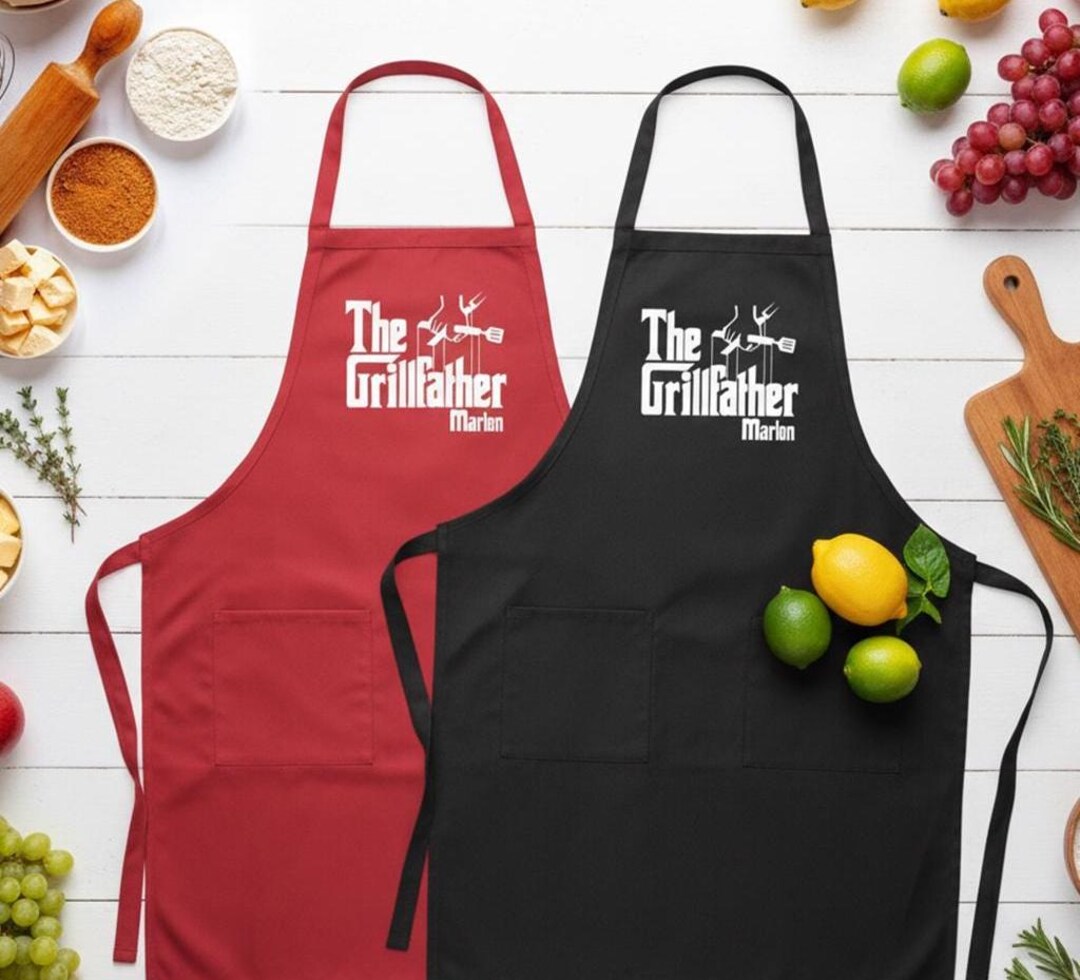 The Grillfather Apron: Custom BBQ Apron, Chef Gift - Etsy