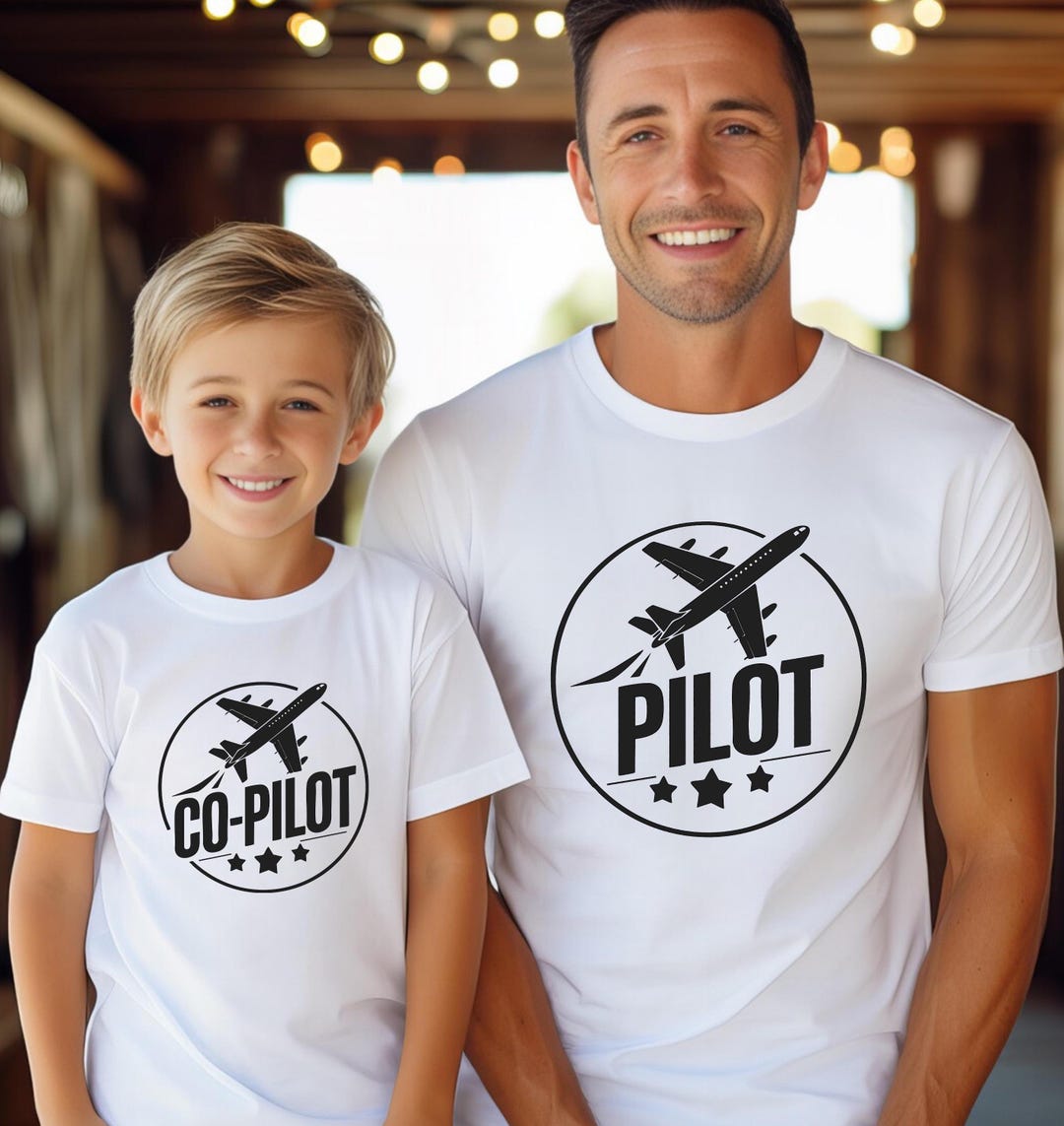 Dad Son Pilot Co-pilot Matching T-shirts, Airplane Theme Father's Day ...