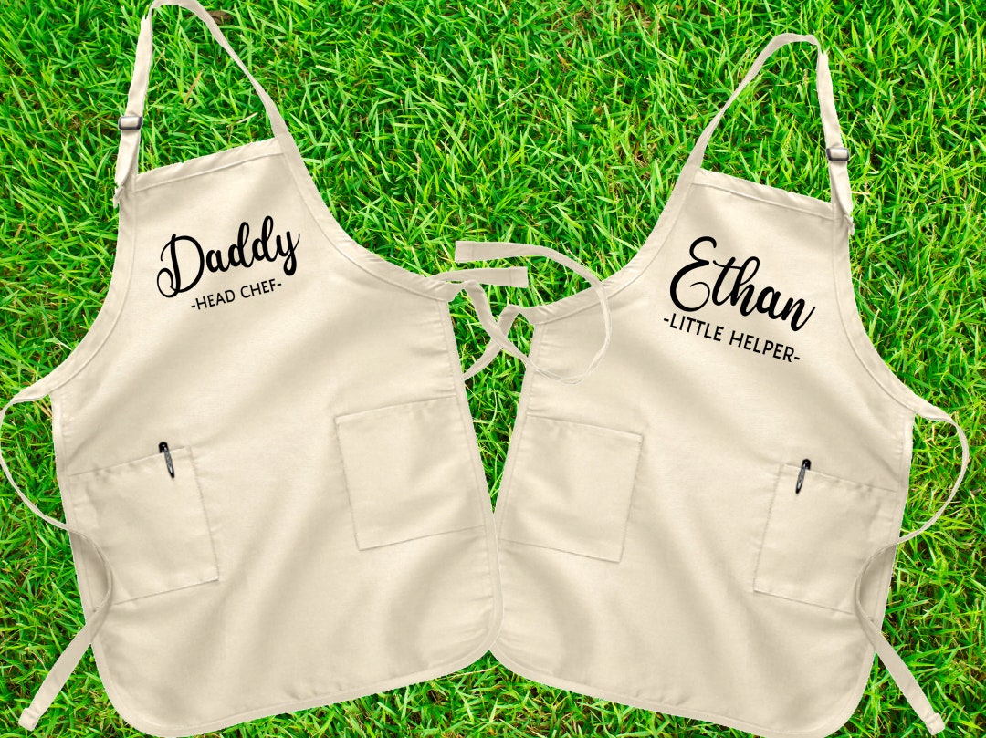 Father Son Aprons: Daddy Head Chef, Little Helper Matching Set - Etsy