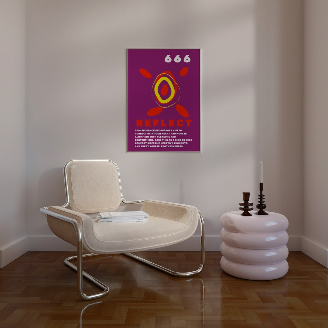 Reflect 666 Angel Number Digital Print Aura Poster, Manifestation Wall ...