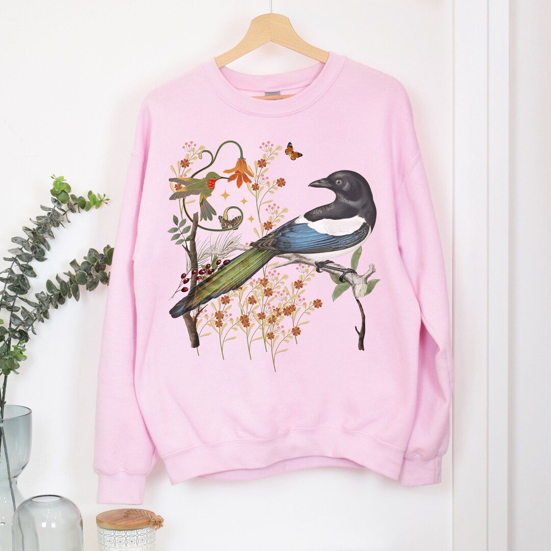 A Magpie, Butterflies Shirt, Cottagecore, Forestcore Sweatshirt, Bird ...
