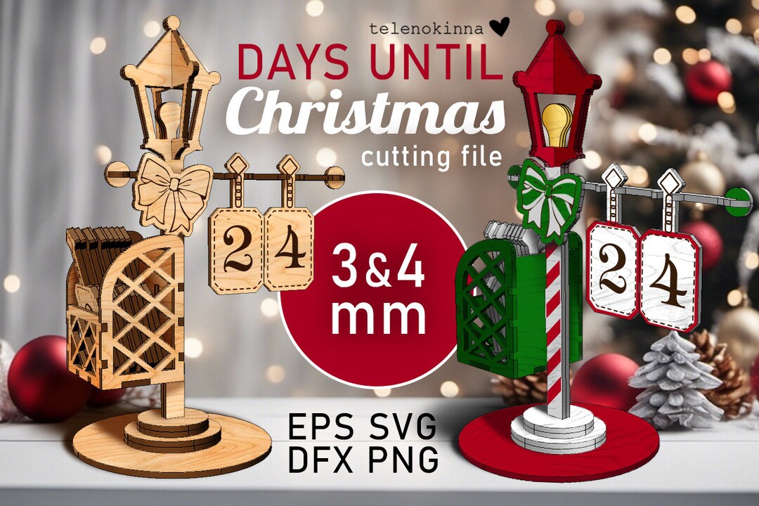 Christmas Countdown Laser Cut SVG Digital Download, Holiday Decor Files ...