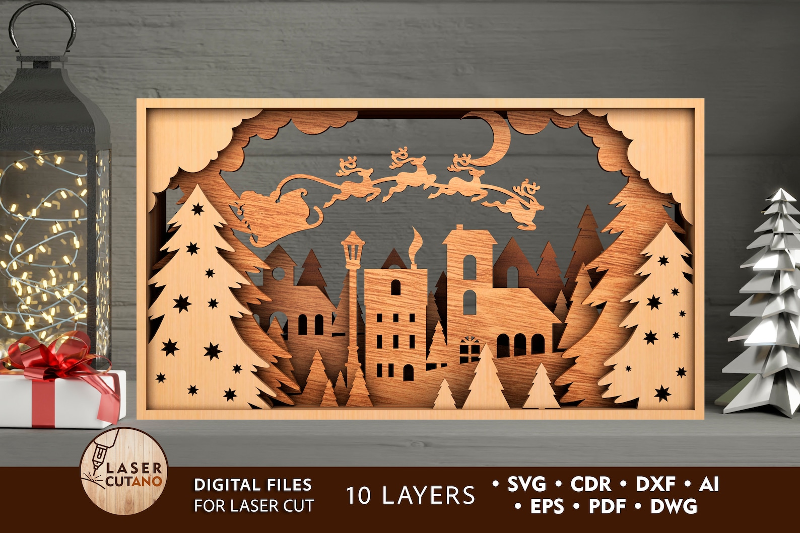 Christmas Laser Cut Shadow Box TEN Layers! Files SVG, DXF and More! - Etsy