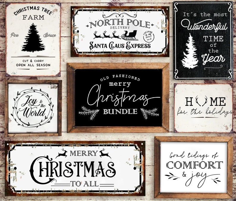 16 Different Farmhouse Old Fashioned Christmas Sign Bundle 1laser Cut ...