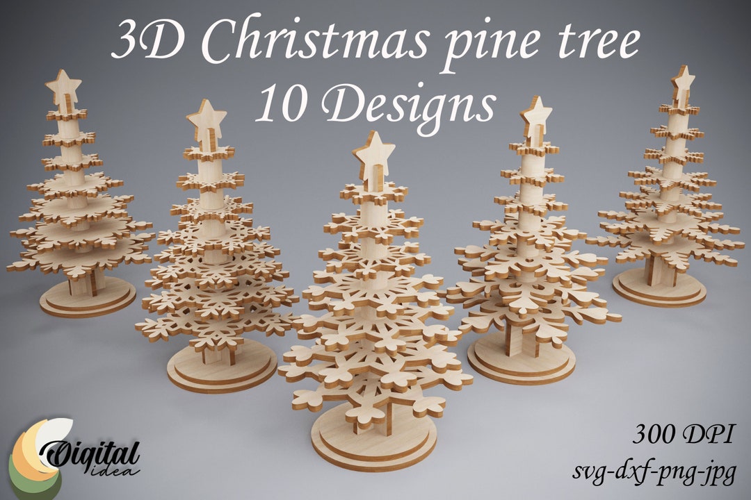 3D Christmas Tree SVG Cut File, Laser Cut Ornament Digital Download ...
