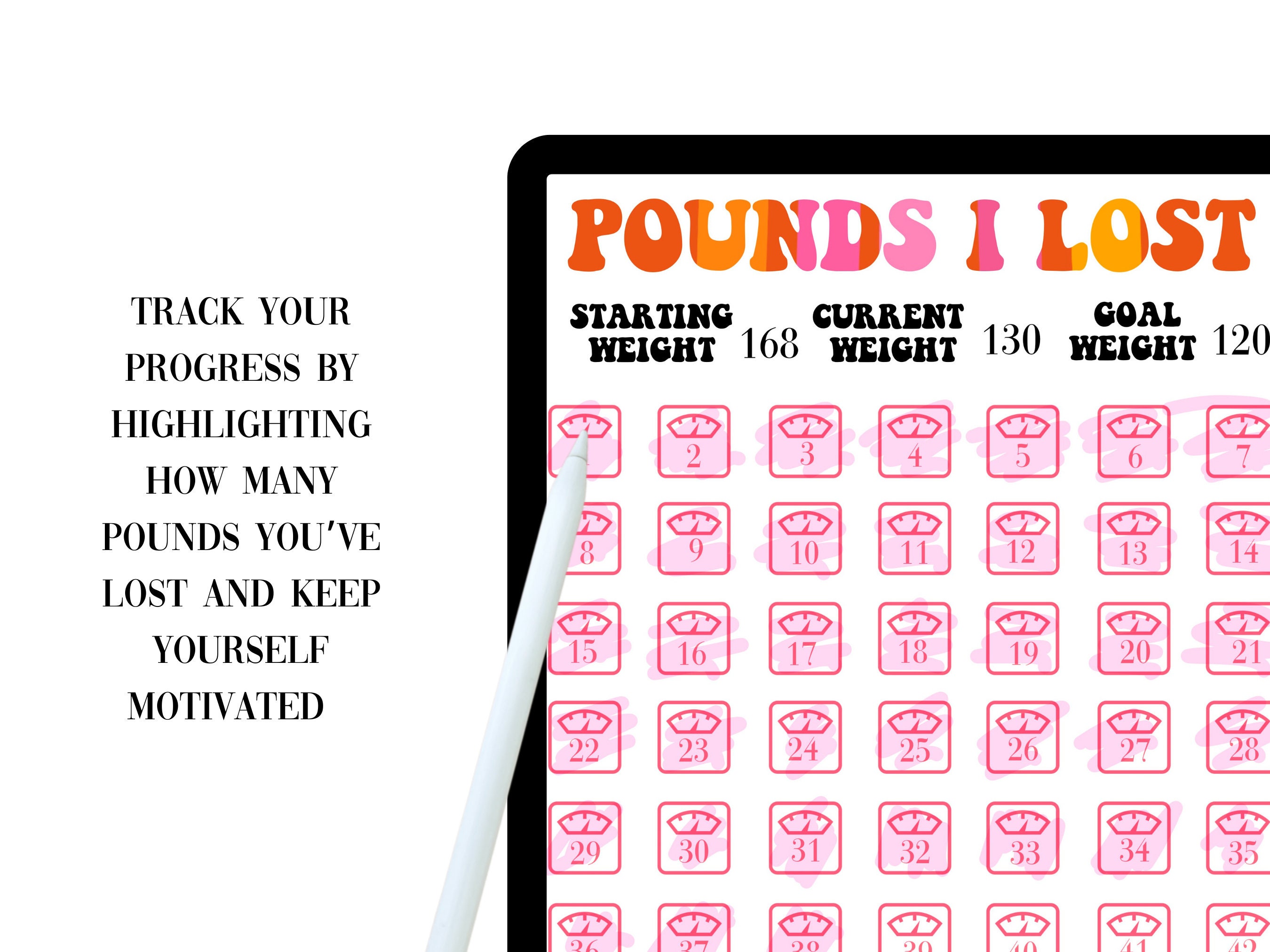 Pounds Lost Tracker | Weight-loss Tracker | Digital | Printable ...
