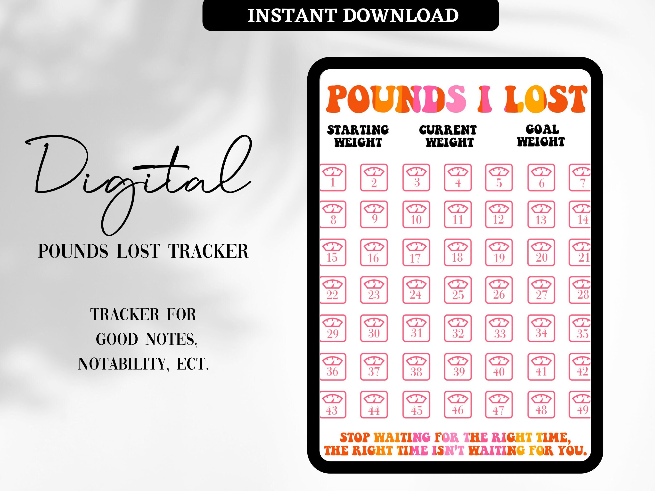 Pounds Lost Tracker | Weight-loss Tracker | Digital | Printable ...