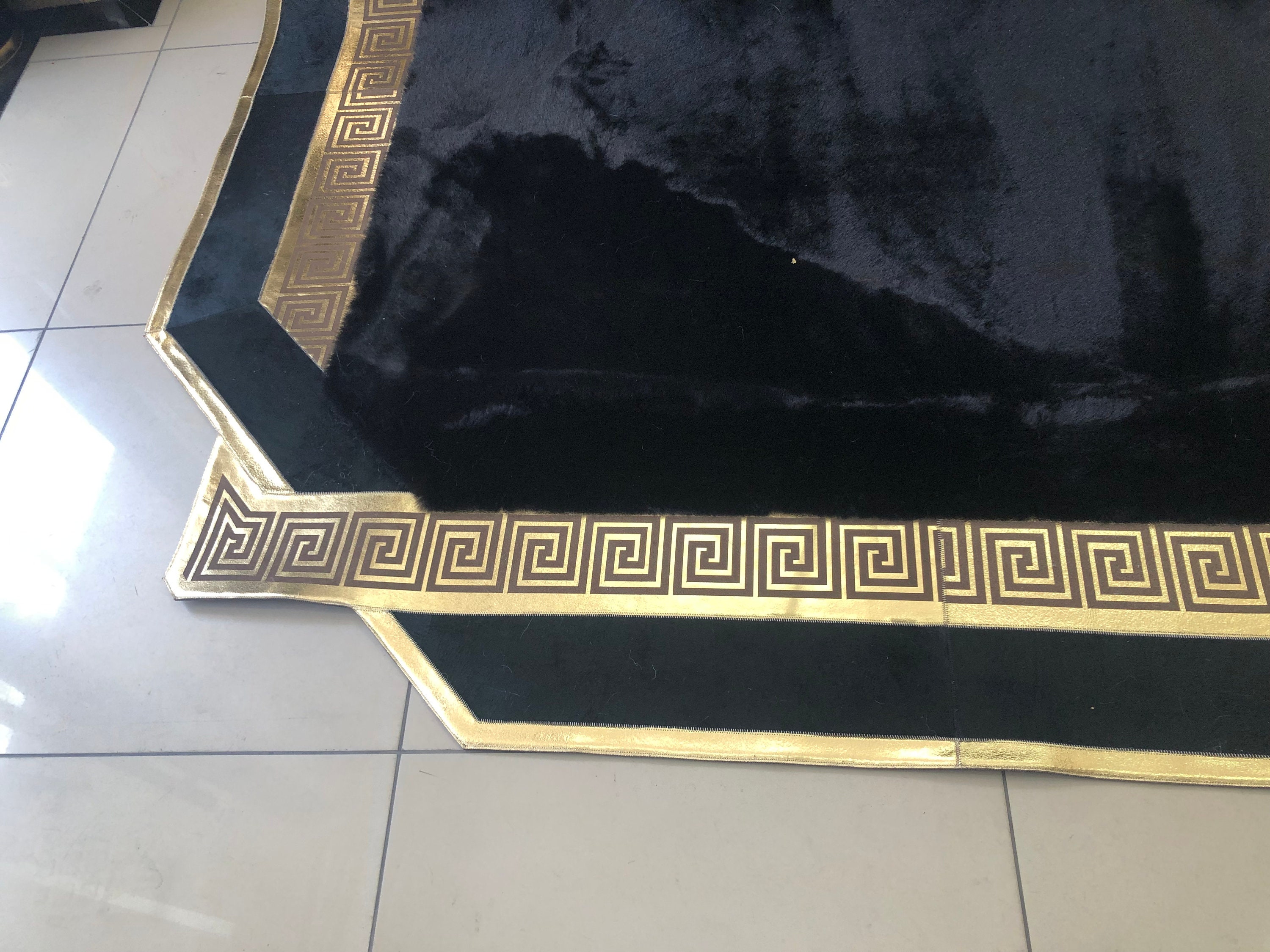 Black and Gold Plush Area Rug Black and Gold Soft Carpet - Etsy