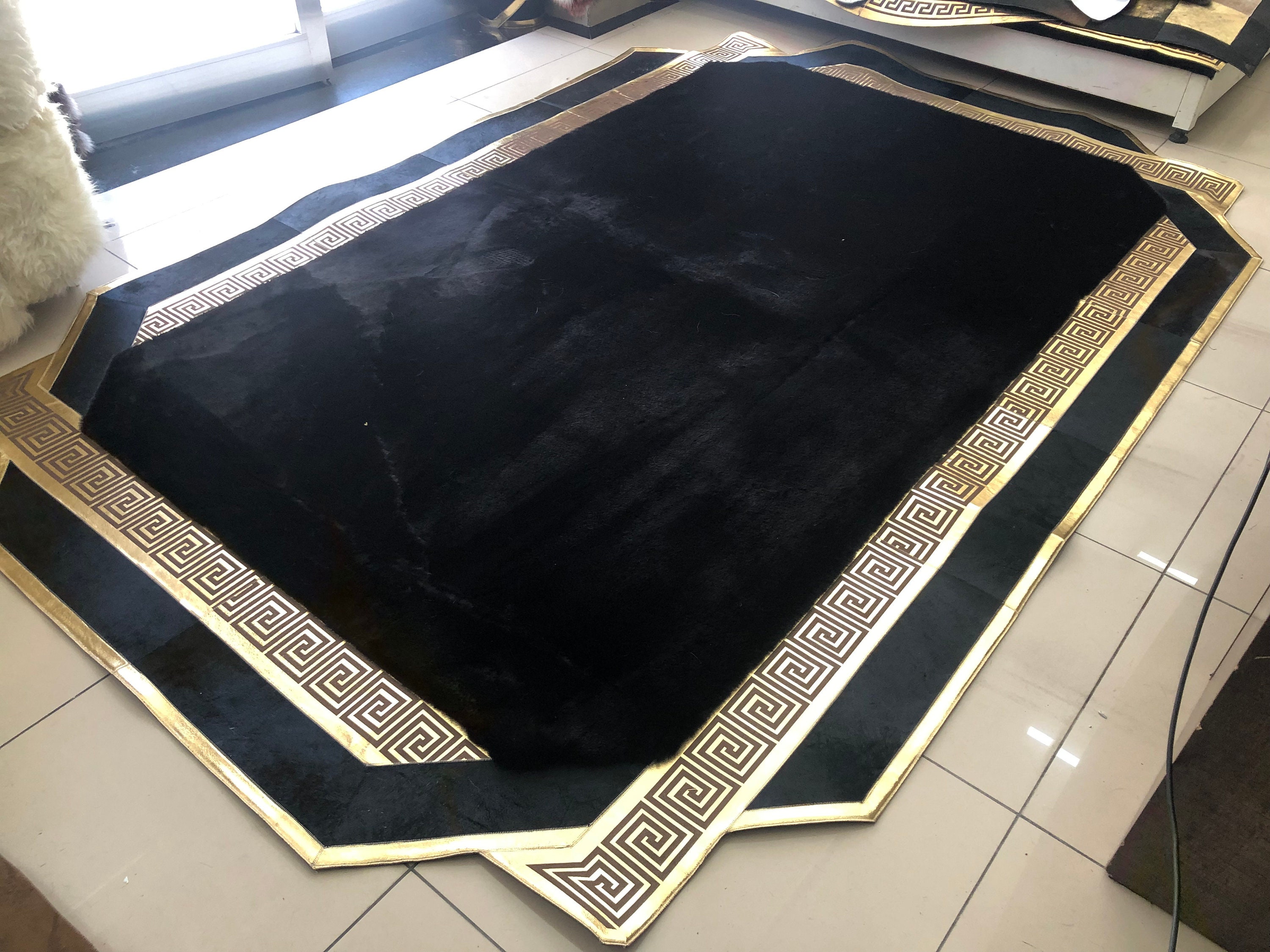 Black and Gold Plush Area Rug Black and Gold Soft Carpet - Etsy