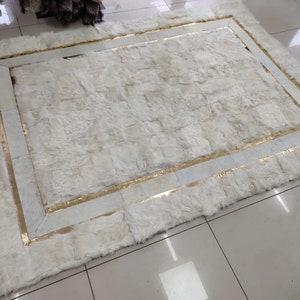 Luxury Large White Gold Wool Living Room Rug 6X8 Sheepskin - Etsy