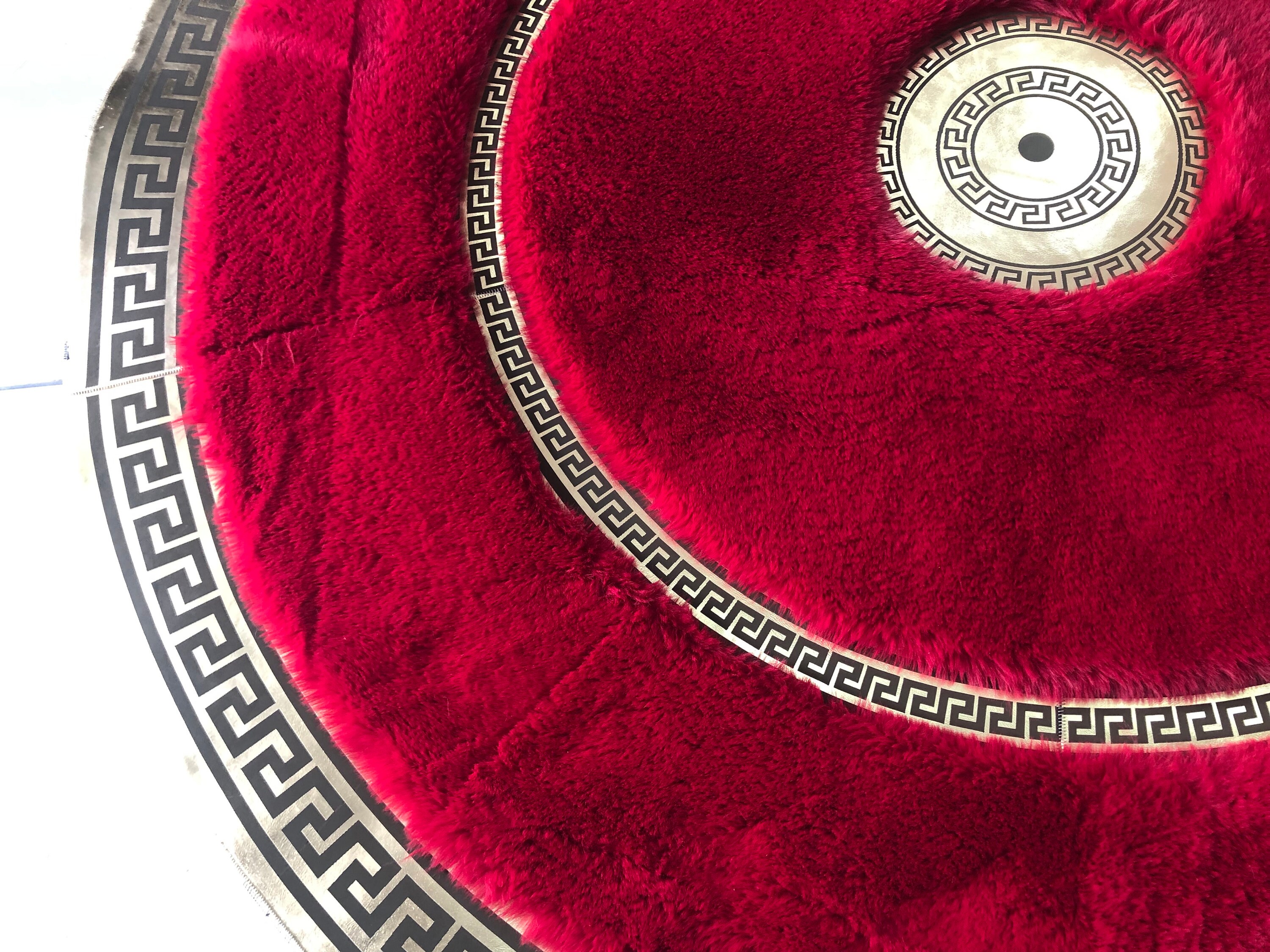 Plush Round Red Gold Shaggy 4x4 Rugs Fluffy Soft Living Room - Etsy