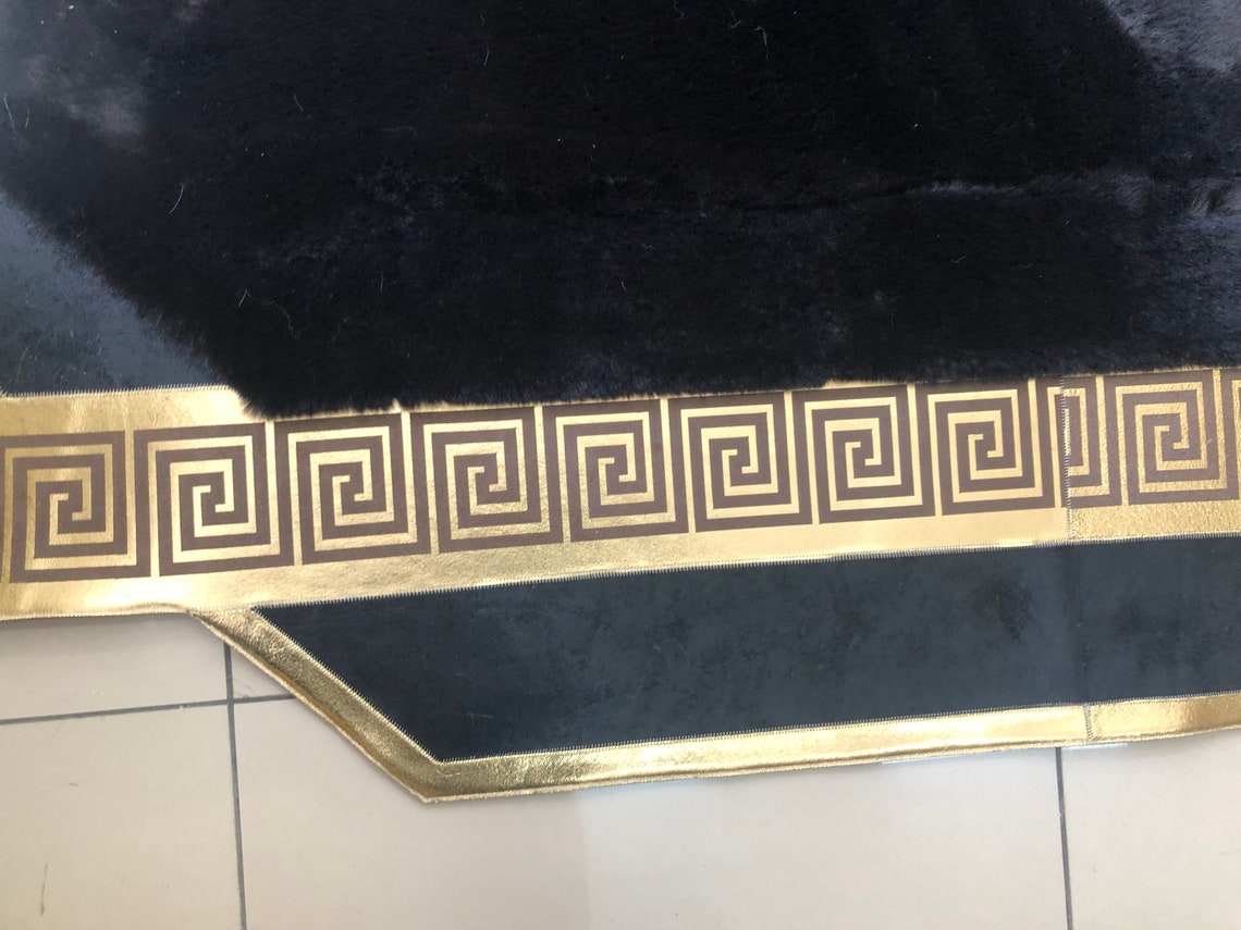 Black and Gold Plush Area Rug Black and Gold Soft Carpet - Etsy