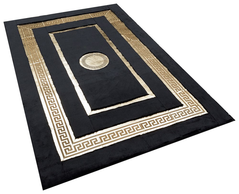 White and Gold Plush Rug Whitefaux Leather Area Rug White - Etsy