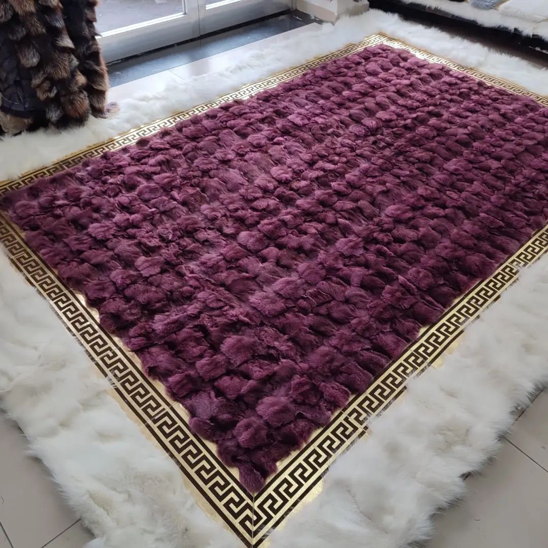 Luxury Fox Fur Wool Fur Square Rug for Living Room, Wool Luxury Fluffy ...