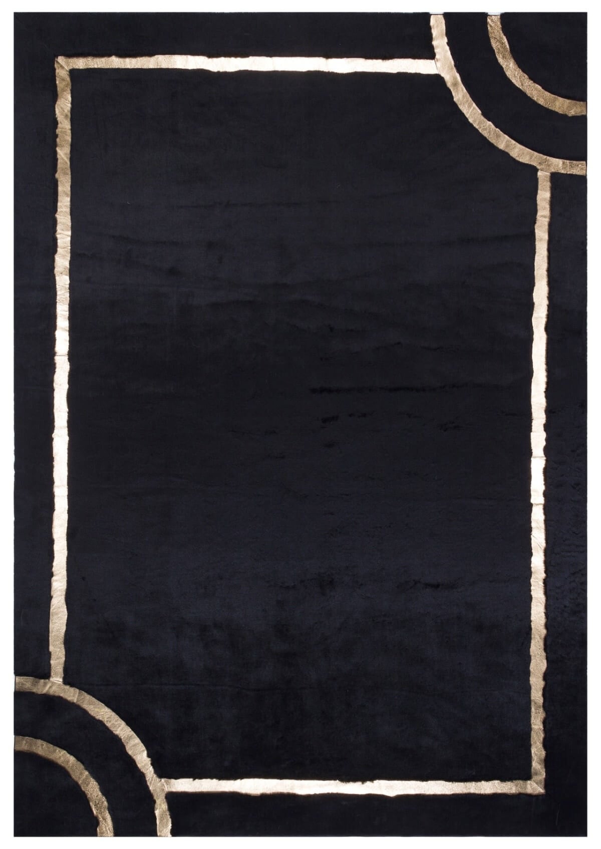 Black and Gold Plush Luxury Rug Black Faux Leather Area Floor - Etsy