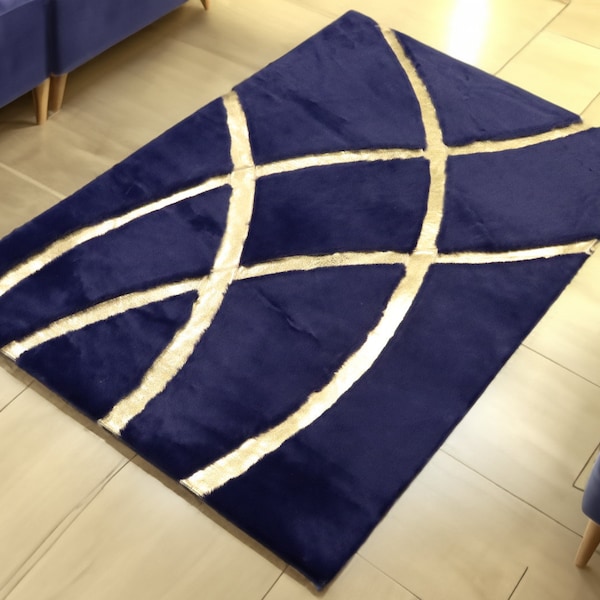 Blue and Gold Area Rug - Etsy