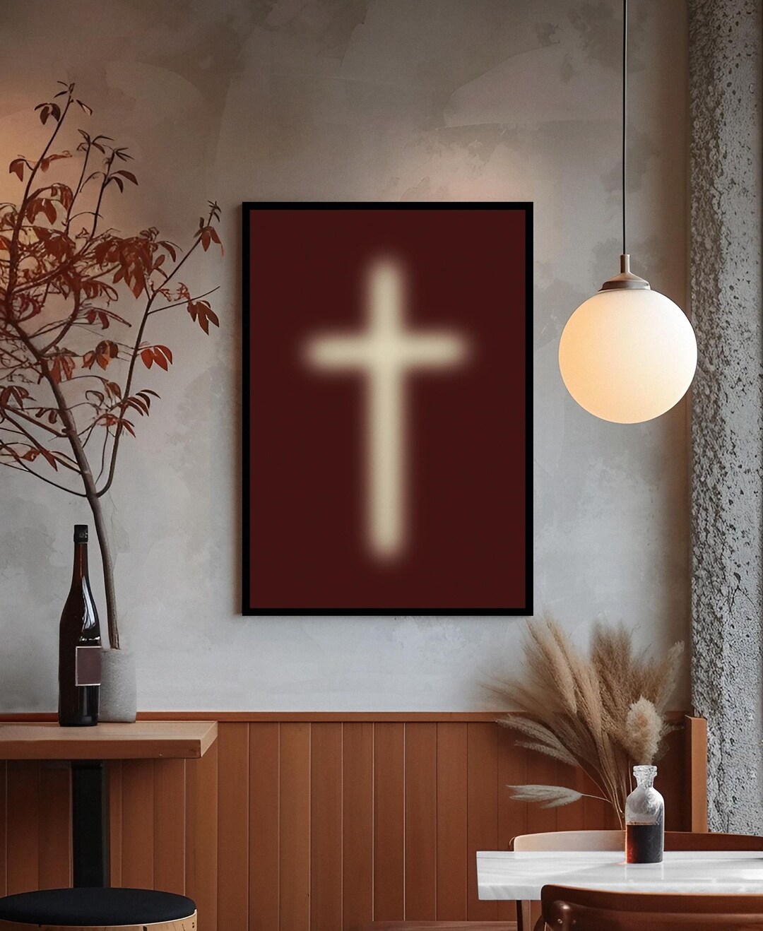 Maroon Cross Digital Printable Wall Decor, Red Christian Trendy Cool ...